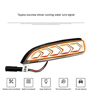 Auto-Tech 1 Pair Side Rearview Mirror Running Water Turn Signal Lamp Compatible For Toyota Verso 2016-2018 (Blue Light)