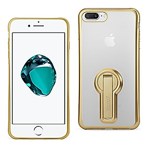 Reiko Bumper Case with Rotating Kickstand & Air Cushion Shock Absorption for iPhone 7 Plus - Clear Gold