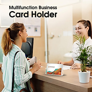 MaxGear Acrylic Business Card Holder for Desk Plastic Business Card Display Clear Business Card Stand Desktop Business Card Holders for Home & Office, 3.82 x 1.80 x 1.43 inches, 3 Pack