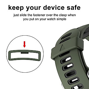 ISABAKE Replacement Fastener Rings Compatible with Forerunner 735XT/Forerunner 235/230/620/630 Band (Pack of 10) Silicone Connector Security Loop for Approach S20 S5 S6 Wristband,Black (Army Green)