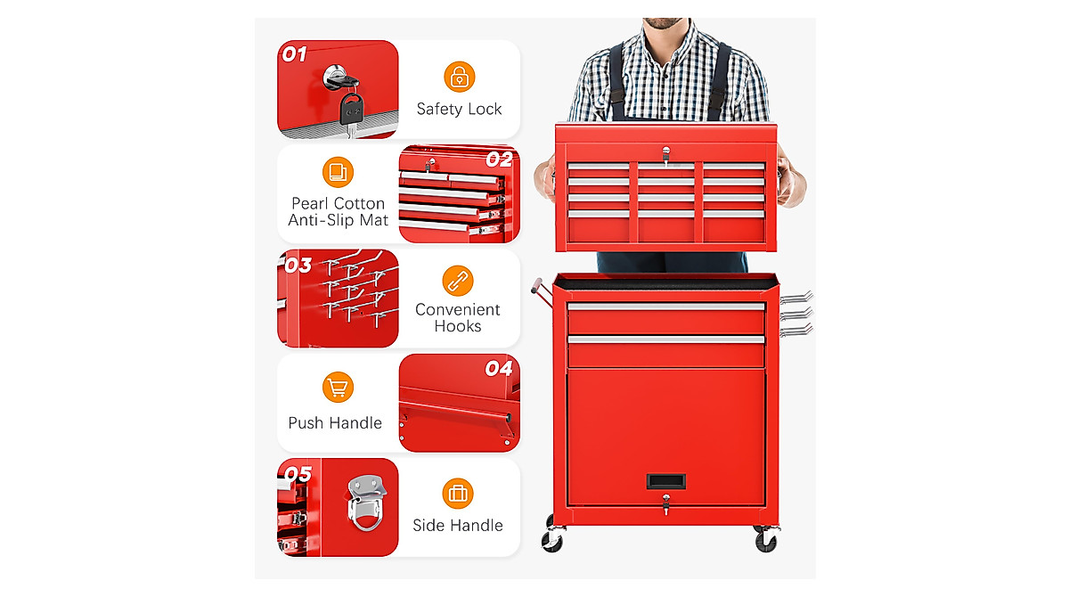 INTERGREAT 8-Drawer Rolling Tool Chest | Organize Your Garage