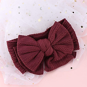 Makone Handmade Baby Headbands with Bows Stretchy Nylon Headbands for Infant Baby Girls