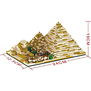 FULHOLPE Egyptian Pyramids Micro Bricks Mini Building Blocks Set (1,456 Pieces) - World Famous Architectural Model Set Modular Building Kit