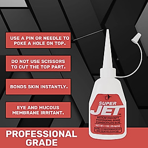 Jet Glue Super Jet - Medium Thickness Industrial Strength CA Glue - Forms Strong Bonds With Just Anything - General Purpose Cyanoacrylate Glue