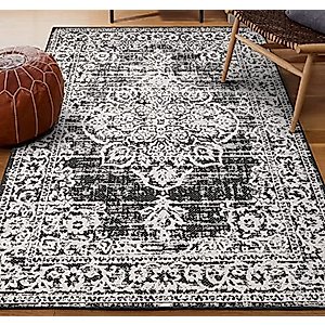 Sherloom Indoor Outdoor Area Rug 8x10 | Non-Shed - Washable - Non-Slip Flatweave Area Rugs for Living Room, Dining, Patio, Pool Deck | Vintage Collection Black Rug
