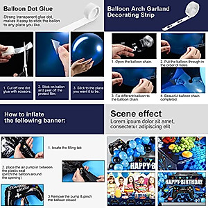 Video Game Birthday Party Decorations Set Gaming Happy Birthday Supplies Includes Video Game Backdrop, Table Covers, Balloons and Foil Gamer Balloons for Birthday Party (Blue and Black)