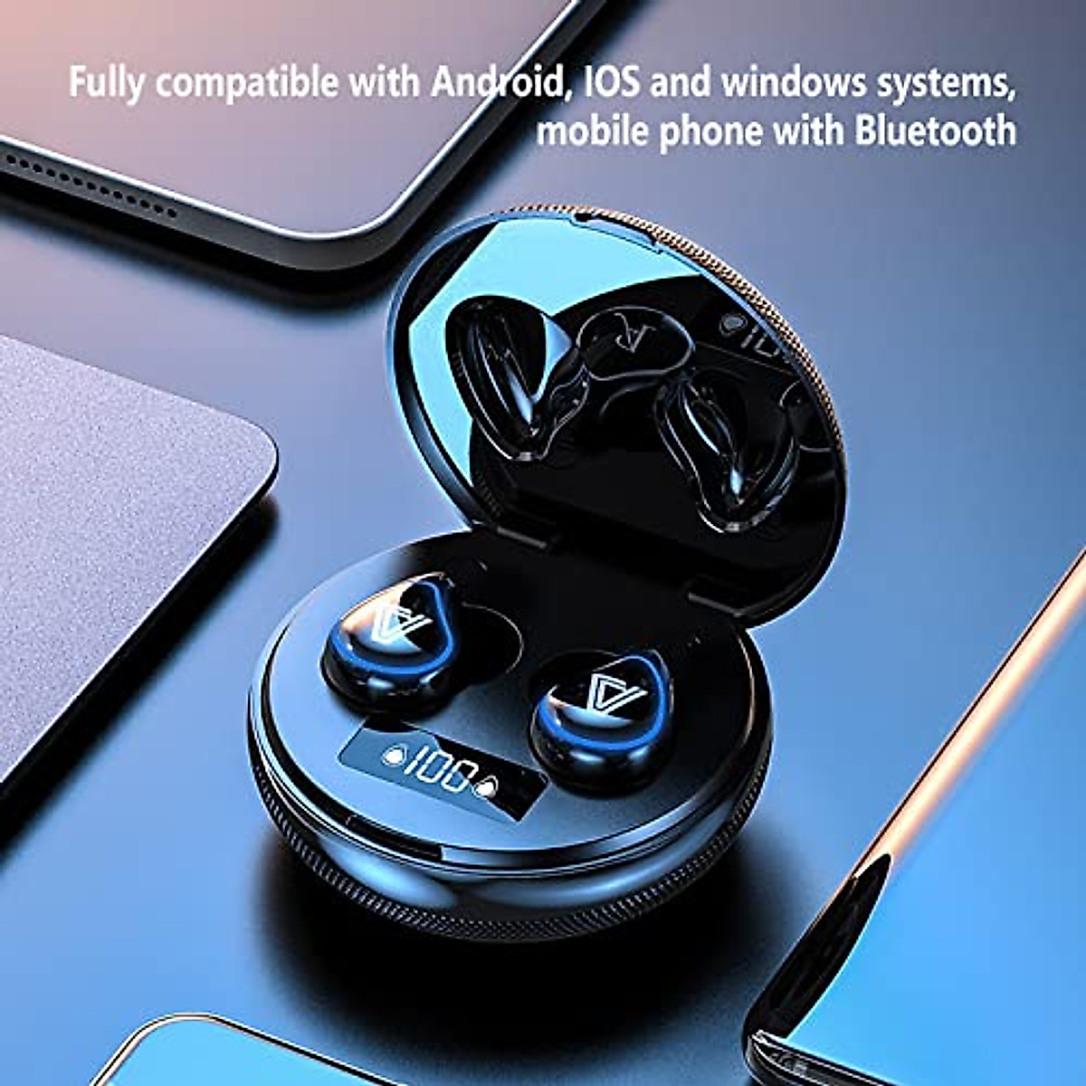 LILAJO Wireless Bluetooth Headset - True Stereo Binaural Earplugs with Light Magnetic Absorption - in-Ear Sports Headset - Noise Reduction Bluetooth Headset - Immersive Premium Sound