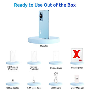 Xgody Mate50 3GB+32GB Octa-Core 4G Unlocked Phones, 6.56'’ Incell Screen Dual Sim Unlocked Cell Phones, 4500mAh Battery, Face Unlock, Camera 5MP+18MP Android Smartphones (Blue)