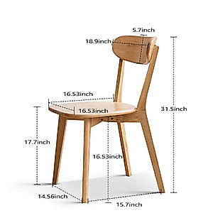 Bamskov 100% Solid Oak Wood Dining Room Chairs - Practical Kitchen Chairs - Wood Chair for Dining Room, Kitchen (1, Natural)