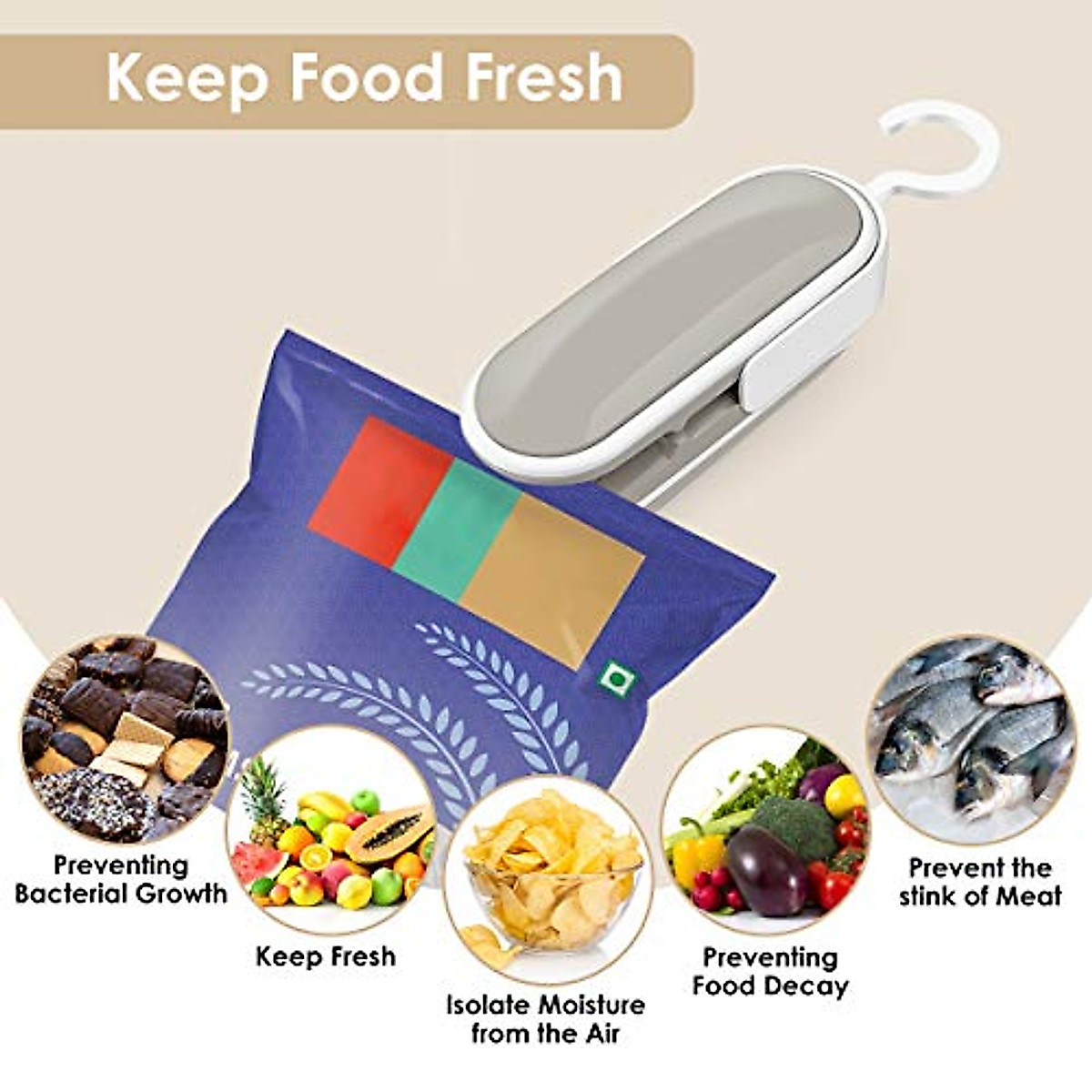 Mini Bag Sealer, Handheld Heat Sealers, 2 in 1 Heat Sealer, Cutter Portable Bag Sealer, Food Storage Snack Fresh Bag Sealer