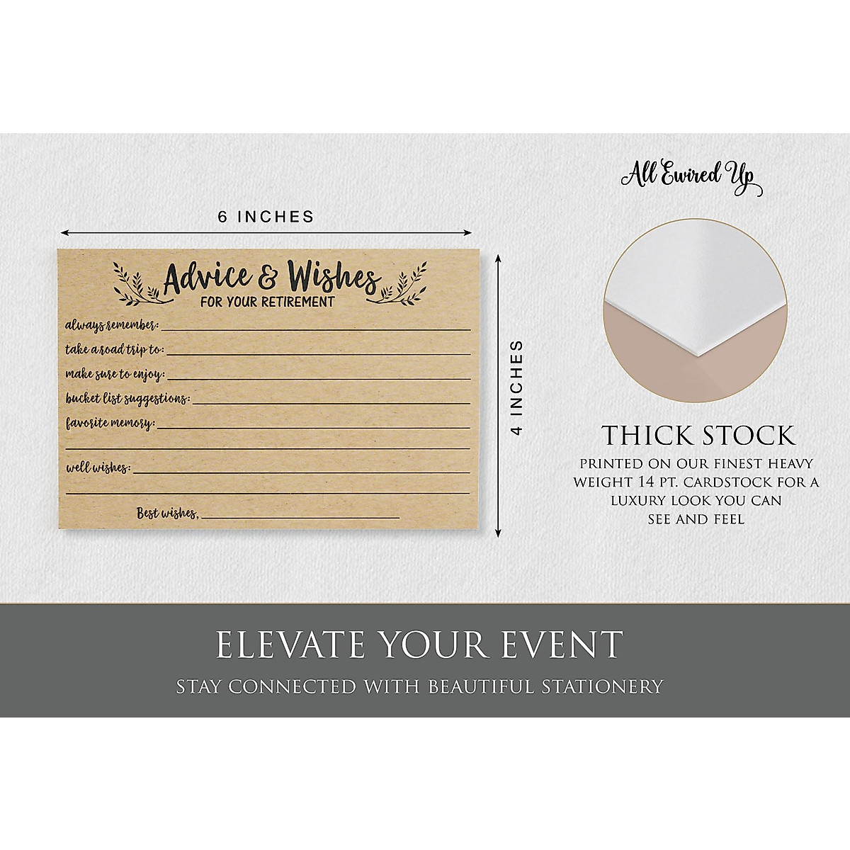 Kraft Retirement Well Wish and Advice Cards (50-cards) For Men or Women Retired Supplies and Decorations, Happy Retiree Celebration Gift Bucket List Wish Jar, Funny Personalized Officially Retired