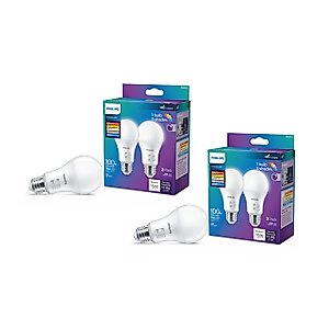Philips LED A19 Selectable White Dimmable LED Light Bulbs - Flicker Free 60w Light Bulbs with EyeComfort Technology - Soft White 6500K Lightbulb - 1500 Lumen - E26 Base - 4 Pack