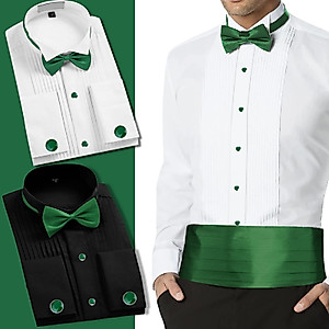 AMITER Men’s Cufflinks and Tuxedo Studs Set, Suitable for Black Suit White Shirts on Wedding, Anniversary, Birthday