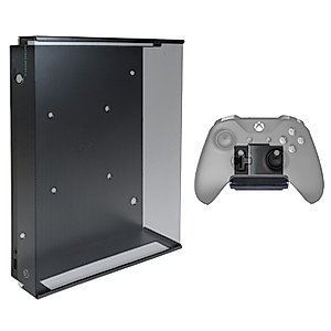 HIDEit Mounts X1X Pro Bundle, Wall Mount for Xbox One X and Controller, Steel Wall Mount for Xbox One X and One Rubber Dipped Controller Mount