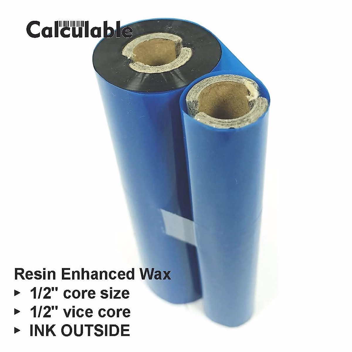 Calculable 24 Rolls 4.33" x243' (110mm X 74m) Thermal Transfer Wax Ribbon Barcode Ribbons Wax Ribbons 1inch Core and 1/2inch Vice Core for Datamax Zebra Intermec Sato Eltron