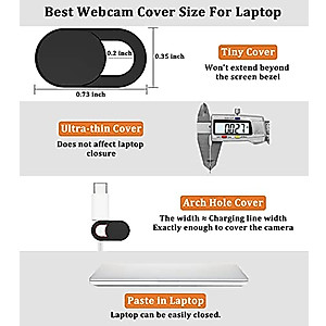 Webcam Cover (3 Pack), Yilador 0.03 inch Ultra Thin Laptop Camera Cover Slide for iPhone iPad MacBook Pro Computer iMac Cell Phone PC Accessories Camera Blocker Slider, Great for Privacy - Black