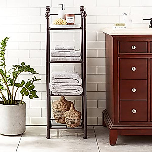 Organize It All 4 Tier Belgium Shelf Tower, Space Saver, Bathroom Organizer, Storage for Towels, Toiletries, Easy to Assemble,, Oil Rubbed Bronze