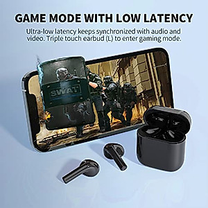 Bluetooth Earbuds, Environmental Noise Cancellation 4 Mic Call Noise Cancelling Ear Buds Stereo Sound Deep Bass Bluetooth Headphones IPX6 Waterproof True Wireless Earbuds for Sport and Working