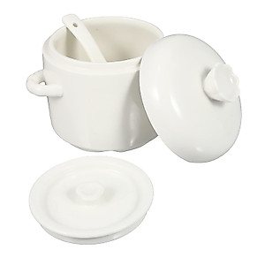 Hemoton Ceramic Stewing Bowl Pot Set: Ceramic Stew Bowl Soup Bowl with Lid Dessert Bowl Pot 460ml