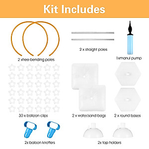 Balloon Arch Kit, Bendable 8FT and 6FT Balloon Arch Stand with Base and Manual Pump, Ballon Arch Stand Kit for Birthday Wedding Baby Shower Holiday Graduation Party Decoration