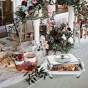 Healeved Snack Tray Chafing Dish Stainless Steel Buffet Chafer Tray Rectangular Buffet Stove Chaffing Servers Food Warmers for Parties Buffets Catering Chafing Dish Buffet Set