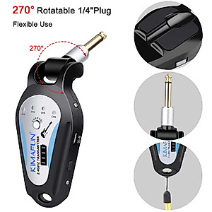 Wireless Guitar System, KIMAFUN 2.4GHz Wireless Rechargeable Digital Guitar Transmitter and Receiver for Electric Guitar, Bass, Violin, Electronic Drums, G207