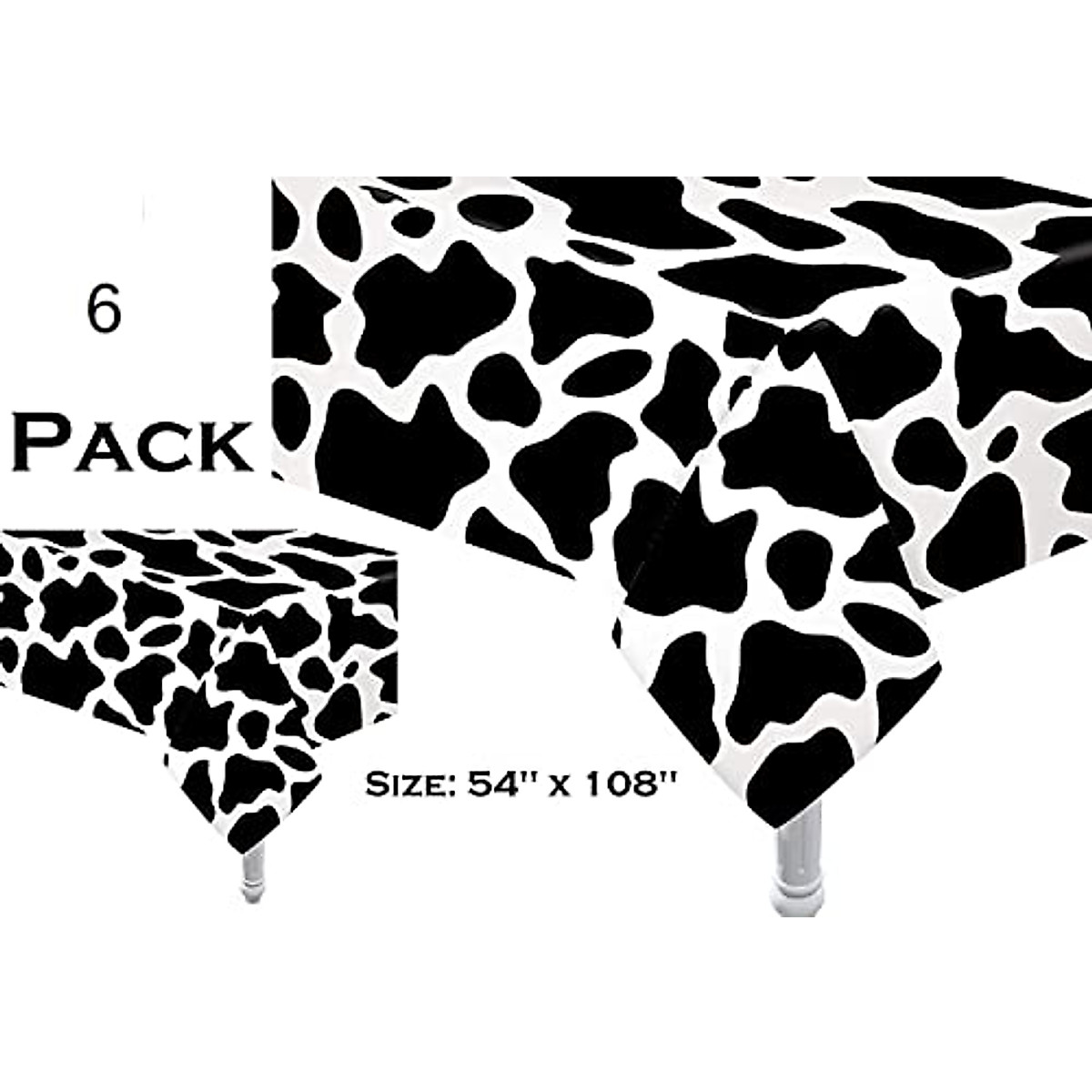 Oojami 6 Pack of Cow Print Tablecover 54"x108"