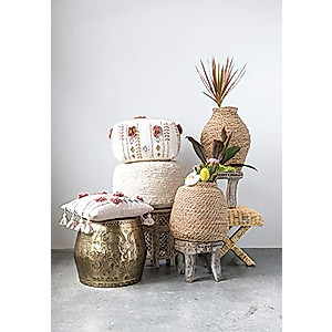 Creative Co-Op Creative Co-Op Cotton Embroidered Pillow with Tassels and Applique, Multicolor