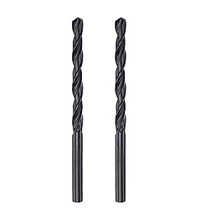 uxcell 6542 High Speed Steel Straight Shank Twist Jobber Drill Bit, Fully Ground Black Oxide Drill Bits 4.9mm Drill Diameter 85mm Total Length 2 Pcs