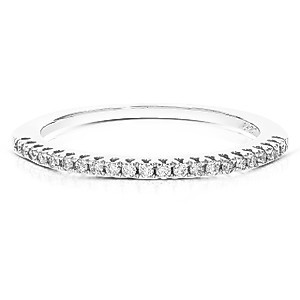 Vir Jewels 1/6 cttw Pave Round Diamond Wedding Band for Women in 10K White Gold Prong Set, Size 6