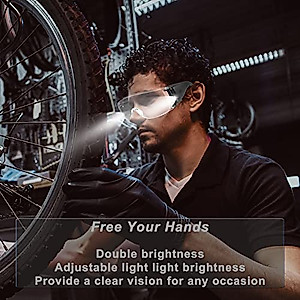 Anti Fog Safety Glasses With Lights For Women And Men - Night Work Goggles Over Eyeglasses , Anti Scratch Clear Lens Rechargeable Use In The Lab, Shooting, Welders, Woodworking