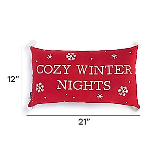 DEMDACO Cozy Winter Nights Red and White 21 x 12 Inch Reversible Lumbar Throw Pillow