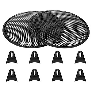 X AUTOHAUX 12 Inch Car Audio Speaker Sub Woofer Subwoofer Metal Black Waffle Grill Cover Protector with Rubber Edge and Clips 2 Pcs