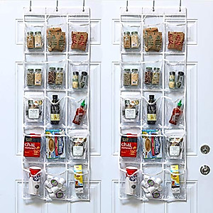 2 Pack - SimpleHouseware Crystal Clear Over The Door Hanging Pantry Organizer (52" x 18")