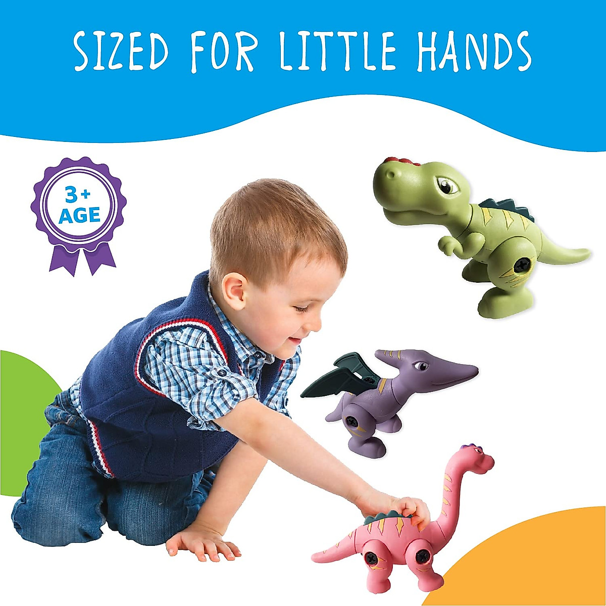 Kidtastic Take Apart Dinosaur Building Set for Kids Ages 3-9 and Up | Fun with T-Rex, Alamosaurus, Triceratops & Pterodactyl Toys | Educational & Creative STEM Play for Boys & Girls