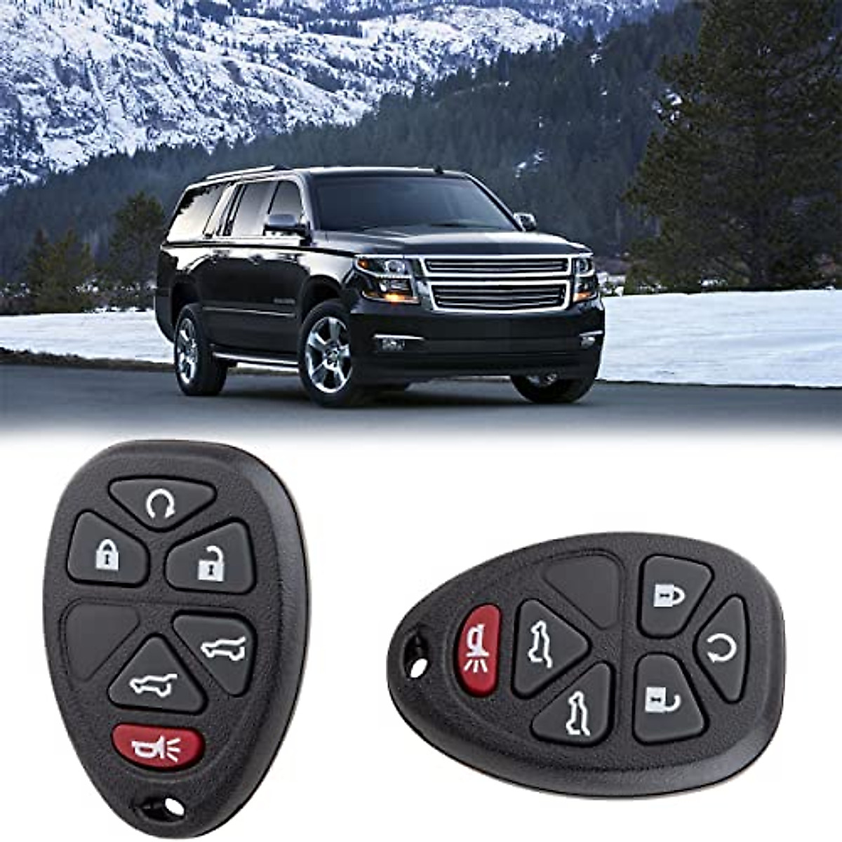 Car Key Fob Keyless Entry Remote Fits 2007-2014 Chevy Silverado Tahoe Suburban Cadillac Escalade GMC Yukon Replaces OUC60270 OUC60221 20869057 15913427