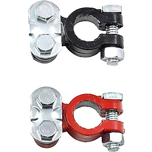 EACCESSORIES EA Universal Negative (-) & Positive (+) Battery Cable Terminal Top Post Connectors Clamps (Durable&Adjustable Quick Release Assortment Set Kit) for Car Truck Van Boat Yacht RV Automotive