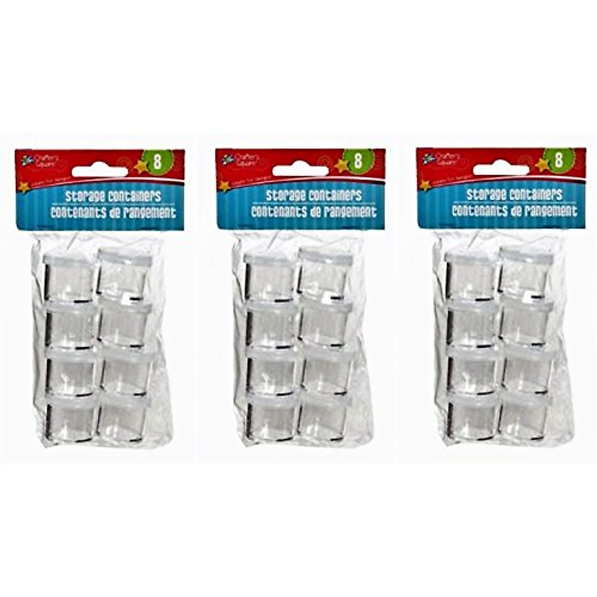 Mini Storage Containers for Arts and Crafts, 3-pk Set (1 x 1 Inches)