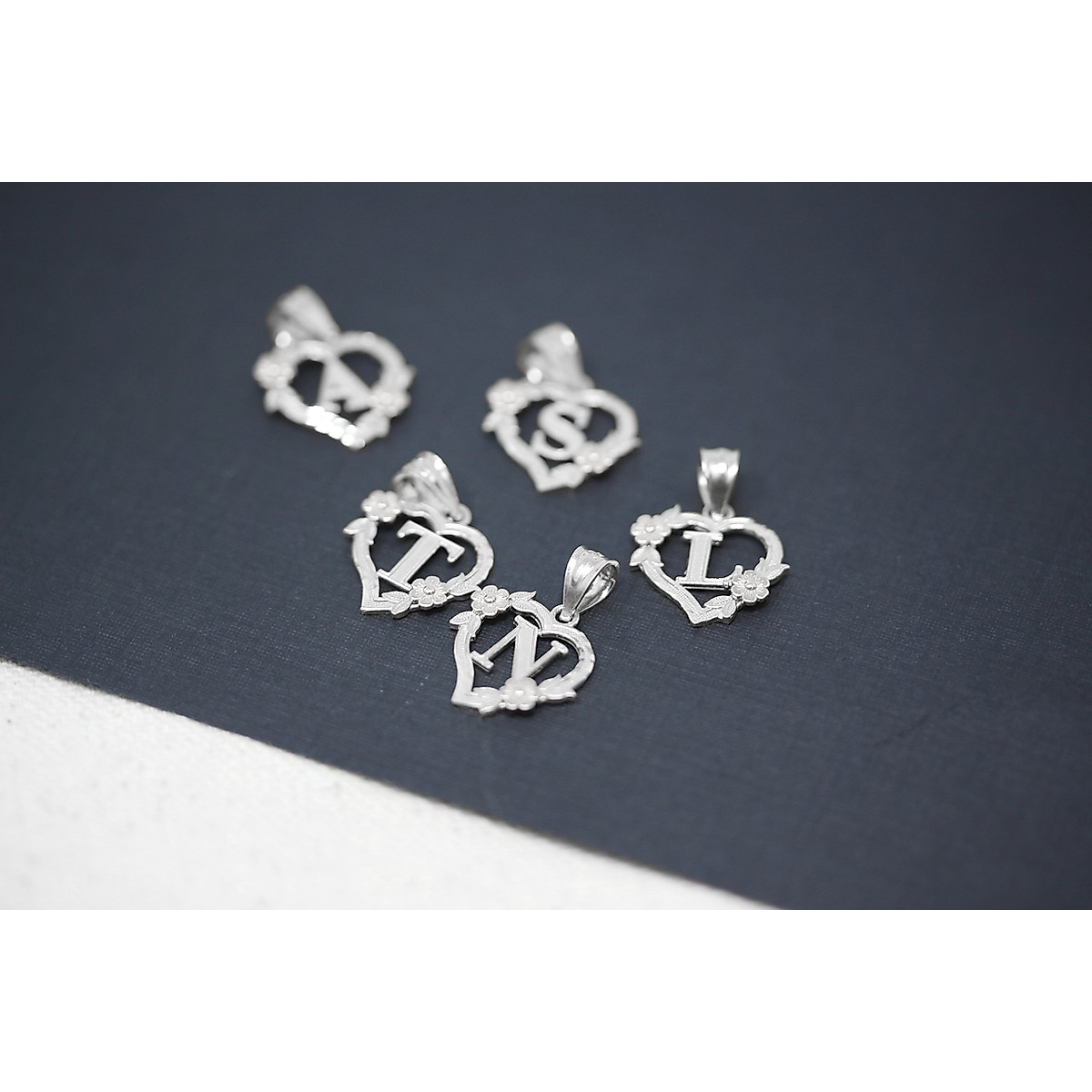 CaliRoseJewelry Beautiful Sterling Silver Initial Heart Pendant for Women - Letter L