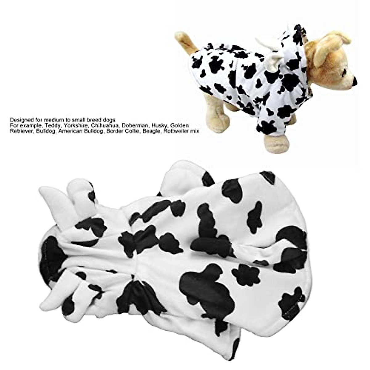 Zerodis Pet Winter Clothes Dog Hoodie Winter Jacket Party Dressing Up Outfits Stylish Cute Cow Design Comfortable Warm Pet Winter Clothes for Small Medium Dogs(XS)