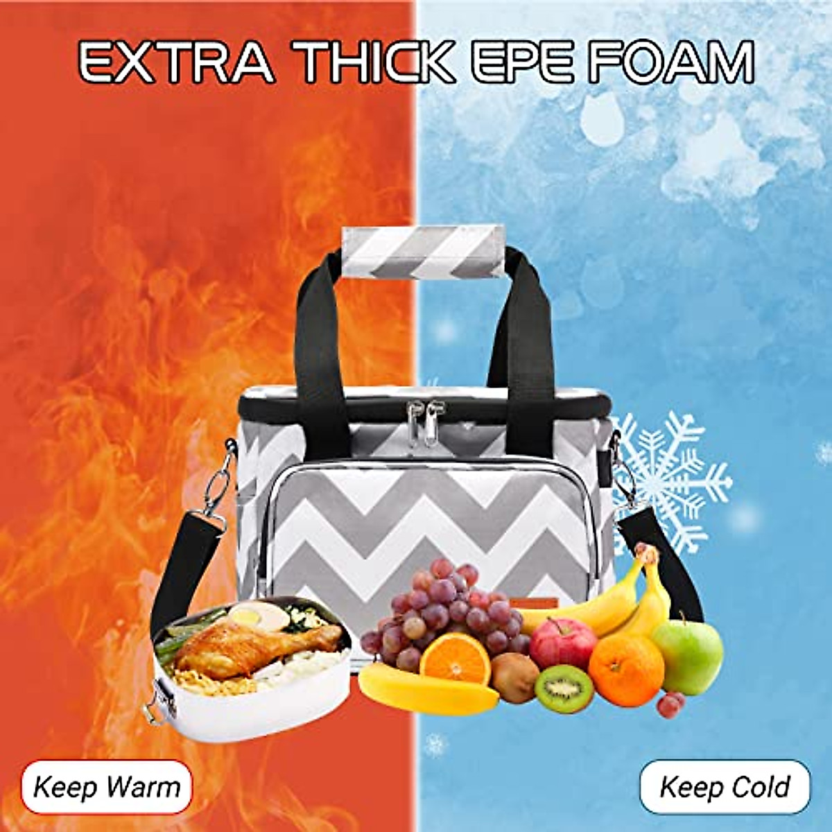 uoloao Large Lunch Bag Men Women for Work, 18Can(10L) Insulated Lunch Box Cooler Bag Leakproof, Adult Lunch Box with Adjustable Shoulder Strap for Office Picnic Beach School