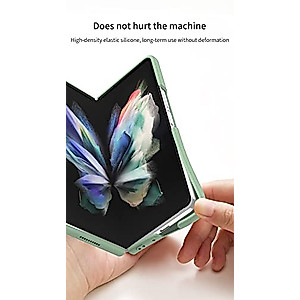 BAILI Z Fold 3 Case with Pen Holder,Liquid Silicone Shockproof Protective Galaxy Z Fold 3 Case Cover, Silky and Soft Touch, Slide Rail Type Removable Pen Cover for Samsung Z Fold 3 Case-Cool Black