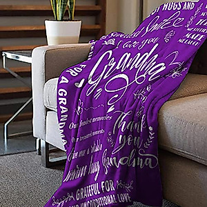 Grandma Blanket, Gifts for Grandma, Birthday Gifts for Grandma, Grandma Blanket for Grandma from Grandkid, Grandma Gifts for Mothers Day, Christmas - Soft Purple Blanket 50" X 60"