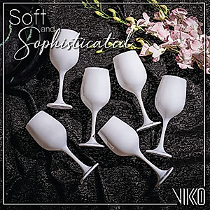 Vikko Décor White Wine Glasses, Fancy Wine Glasses With Stem For Red And White Wine, Thick And Durable Wine Glass Dishwasher Safe, Great For Wine Tastin, Set Of 6 Decorative Goblets