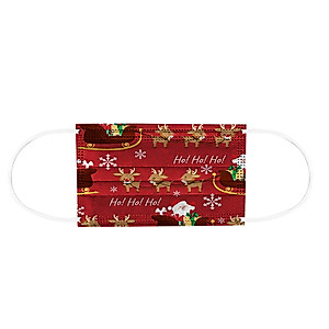【50 Pack】 Christmas Disposable Face Mask for Women Men Adults, Cute Colors Print Design Breathable 3-Ply Full Face Protection (A - 50pack)