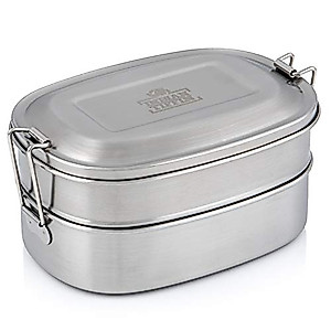 Indian-Tiffin Stainless Steel Double Layer Rectangular Lunchbox with Divider