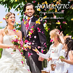 2 QT Mix Biodegradable Flower Petals Confetti, 20+ Cups of Dried Roses & Eucalyptus Leaves, Real Petals for Wedding Parties Romantic Gifts, Flower Girl Bridal