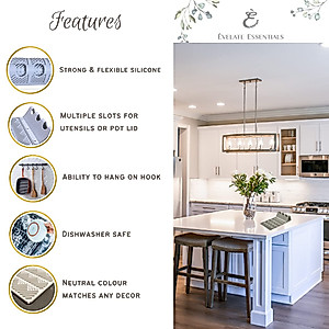 Silicone Spoon Rest for Stove Top, Multipurpose Dishwasher safe Spoon Holder, Kitchen Cooking Holder, Trivet for Hot Pot, Drip Pad Utensil Rest, Heat resistant Cutting Board, Non Slip Coaster