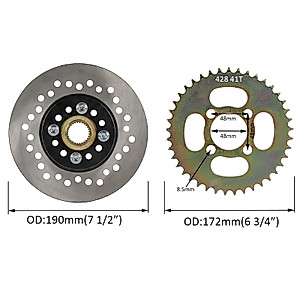 YC Yier 32" Go Kart Rear Live Axle Kit, 8" Complete Wheels Tires, 428 Sprocket, 4 Stud Hubs, Brakes, Front Steering Wheel Gear Rack Shaft Assembly for DIY Drift Trike Parts Golf Cart ATV Quad Buggy