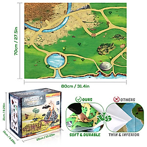 kramow Dinosaur Volcano Figures Toy with Mat, Mist-spouting Volcano Playset with Realistic Dinosaurs,Stone and Tree to Create a Dinosaur World Educational for Kids Boys Girls Age 3+